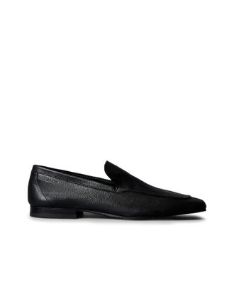 Calvin Klein Leder-Loafer in Schwarz mit eckiger Zehenpartie und Paspelierung