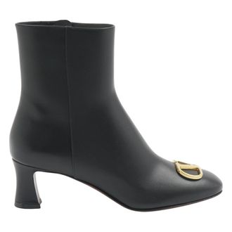 Valentino 60mm Logo-Plakette Lederstiefel - - Shoes - Damen - Schwarzk - 36 EU