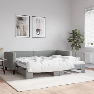 vidaXL Lit de jour avec lit gigogne gris clair 90x200 cm tissu