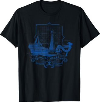OnePiece Going Merry Strohhut Piraten Blueprint T-Shirt