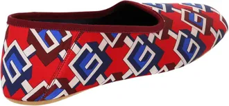 Gucci Mens Geometric G Print Satin Voyage Slippers Red Shoes > Loafers & Sandals