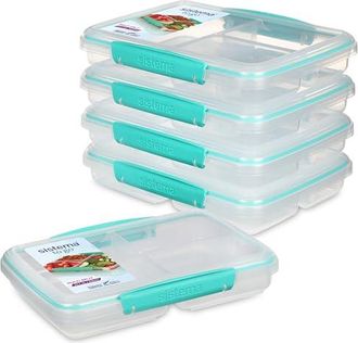 Sistema to GO-Brotdosen mit Fächern zum Portionieren | 820ml Lunchbox mit stapelbarem Design und Clips | BPA-frei | | 5 Vorratsdosen [82002]