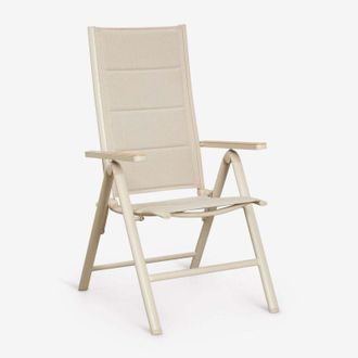 Sklum Klappbarer und verstellbarer Gartenstuhl mit Armlehnen aus Aluminium Elide Beige Tapioca