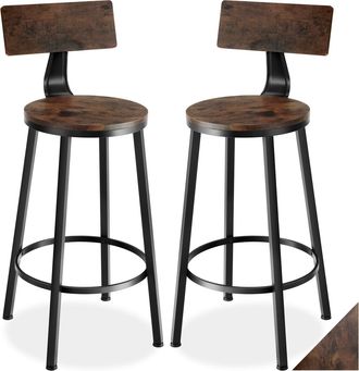 TecTake 2er Set Barhocker mit Lehne, Hocker Holz, Bistrohocker Industrial, Tresenhocker, Vintage Barst&uuml;hle, Barst&uuml;hle mit Fu&szlig;st&uuml;tze und R&uuml;ckenlehne, Hocker ho