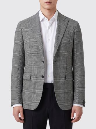 Tagliatore Blazer droit en lin et coton &agrave; motif Prince de Galles