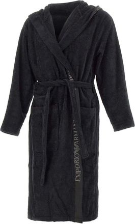 Emporio Armani Homme, V&ecirc;tements de nuit et de d&eacute;tente, Noir, Taille: S Peignoir en tissu &eacute;ponge avec bordure logo