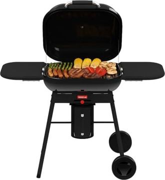 Barbecook Magnus Premium Holzkohlegrill BBQ mit Gusseisenrost und 2 Seitentische, Grillen f&uuml;r 14 Personen, 85x64x110cm, Schwarz