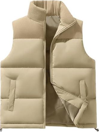 Feoya Homme Doudoune Sans Manches Matelass&eacute; Gilet Col Montant L&eacute;g&egrave;re sans Manche Hiver Chaud Blouson Veste Gilet Matelass&eacute;e Homme Automne Hiver Kaki 3XL