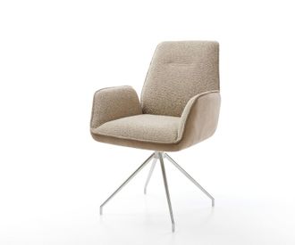 DELIFE Drehstuhl Zoa-Flex Materialmix Schlamm Kreuzgestell konisch Edelstahl 180&deg; drehbar Taschenfederkern, Esszimmerst&uuml;hle