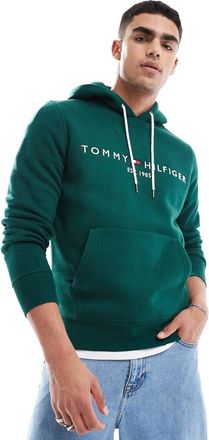 Tommy Hilfiger Kapuzenpullover in Dunkelgr&uuml;n mit Logo