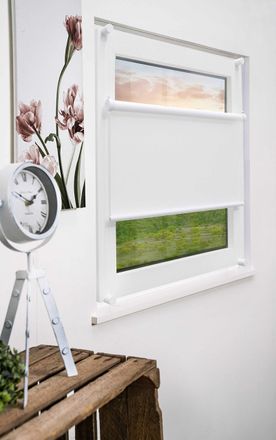 mydeco 2in1 Kombination Rollo vs. Plissee ohne bohren mit Klemmträger 90x210 cm weiss - Sonnenschutz Blickdicht Jalousie für Fenster & Tür