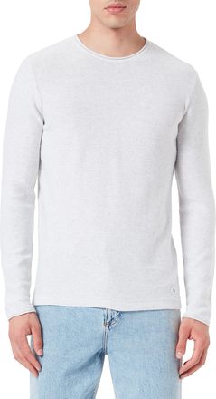 Tom Tailor Herren Basic Pullover 1034656, 31000 - Grey White Mouline, S