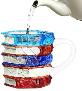 Generico Caf&eacute; en forme de livre | accessoire pour boissons en verre color&eacute; avec effet 3D | tasses en forme de livre, pour maison, cuisine, bureau, bar, cadeau 