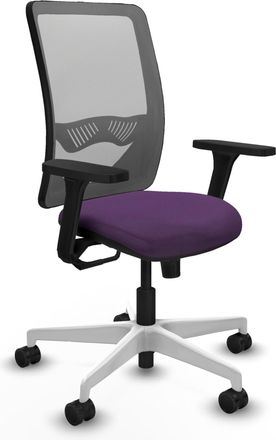 Piqueras y Crespo Computerstuhl mit Rollen Zulema mit 3D-Armen, h&ouml;henverstellbare Lendenwirbelst&uuml;tze, ausgestattet mit Sincro 3-Positionen und Schneideschaum, Grau/Viol