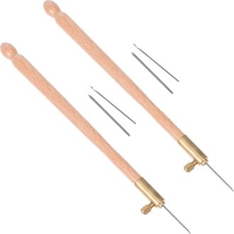 Holibanna 2 S&auml;tze Franz&ouml;sische Sticknadeln mit Kupferhaken Ergonomische H&auml;kelgriffe Pr&auml;zise Perlen Paillettenstichwerkzeuge f&uuml;r Effizientes Sticken und N&auml;harbei