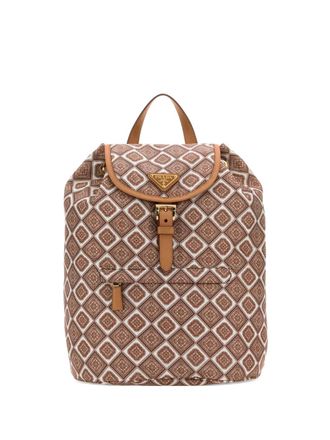 Prada sac &agrave; dos &agrave; motif g&eacute;om&eacute;trique - Marron