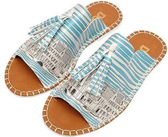 Dogo Pine Amsterdam Women Sandals Comfortable Walking Tassel Detail Printed Sandals Vegan Summer Shoes