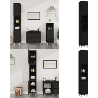 vidaXL Vidaxl - Badschrank Schwarz 30x30x190 cm Holzwerkstoff - Badeschrank - Badezimmerm&ouml;bel - Holzm&ouml;bel - Schwarzer Schrank - Aufbewahrungsschrank - Home