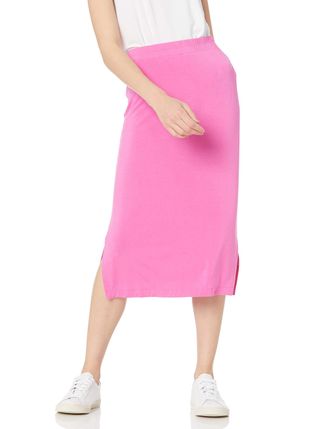 Amazon Essentials Damen Midirock aus Strick zum Hieinschlüpfen (erhältlich in Übergröße), Kräftiges Rosa, XXL