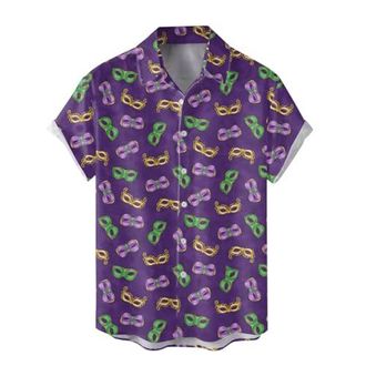 Generic Costume de carnaval pour homme - Chemise &agrave; manches courtes - Coupe droite - Chemise d&eacute;contract&eacute;e avec boutonni&egrave;re - Confortable et respirante - Chemis