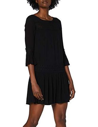 Only Onltyra 3/4 Flare Short Dress WVN Noos, Robe d&eacute;contract&eacute;e Femme, Noir, 36
