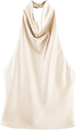 Generic Haut en satin &eacute;l&eacute;gant pour femme - Grandes tailles - Col en V - Coupe ample - Respirant - L&eacute;ger - D&eacute;bardeur ample - Sans manches - Camisole - T-shirt 