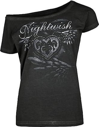 Nightwish Stone Angel Femme T-Shirt Manches Courtes Noir M 100% Coton Regular/Coupe Standard