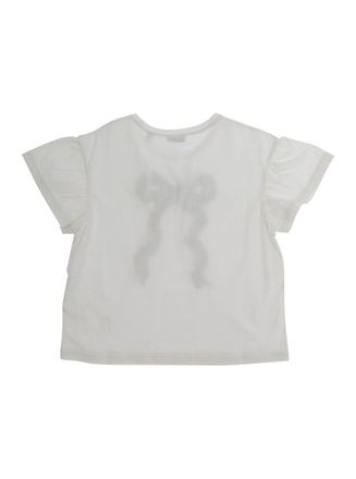 Burberry Girls T-Shirt With Bow White Cotton T-Shirts And Polos