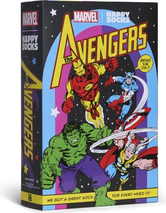 Happy Socks Exklusive Marvel Avengers - 6er-Pack Geschenksets f&uuml;r Alle - Gr&ouml;&szlig;e 41-46