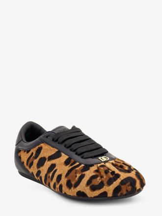 Dolce & Gabbana Womens Sneakers Ponyskin Metal Logo Multicolour Leather Trainers
