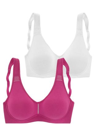 Petite Fleur Damen T-Shirt-BH ohne Bügel, nahtlos vorgeformte Cups, breite Träger für bequemen Halt, atmungsaktiv, Baumwolle