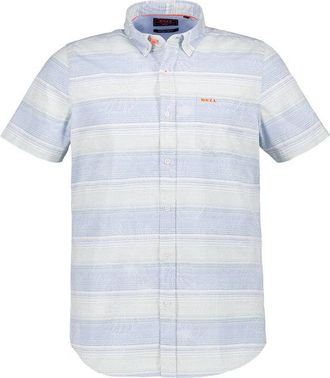 N.Z.A. Herren Kurzarmhemd blau Baumwoll-Stretch