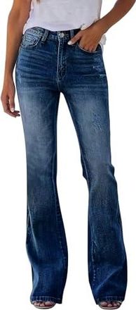 Generic Jean &eacute;vas&eacute; pour femme - Taille haute - Stretch - Boyfriend Y2K - Jean skinny - Chic - Vintage - Avec broderie - Streetwear - Long - Confortable - L&eacute;ge