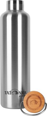 Tatonka Edelstahl Trinkflasche Hot + Cold Stuff Bamboo Lid 1000ml - Unzerbrechliche Isolierflasche mit Bambusdeckel - spülmaschinenfest und BPA-frei - 1l, 419