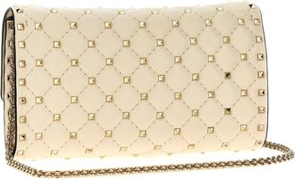 Valentino Garavani Womens White Lamb Leather Shoulder Bag