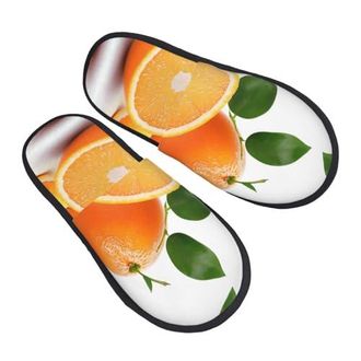 Generic Pantoufles &agrave; fourrure dautomne et dhiver &agrave; imprim&eacute; orange, chaussures confortables pour la maison, portables pour h&ocirc;tel, cadeaux de voyage pour femmes