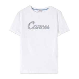 Oltre T-Shirt mit gesticktem Schriftzug - - Tops - Damen - Wei&szlig; - 2XL