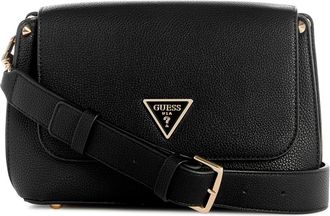 Guess Damen Meridian Flap Umhängetasche Schultertasche, Schulterklappe, Schwarz