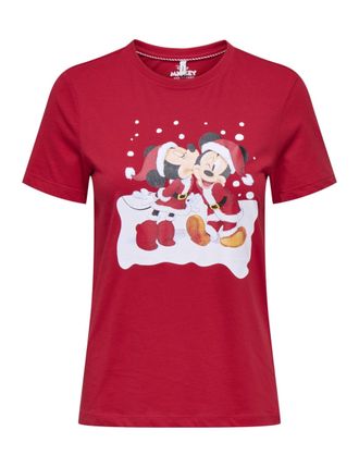 Only Onlmickey Life Reg S/S Top Box Xmas JRS