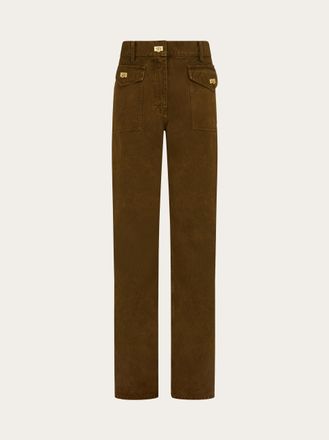 Ferragamo Damen Hose mit aufgesetzten Taschen Braun