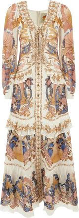 Farm Rio Farm Rio, Femme, Robes, Multicolore, Taille: 38 FR Robe Maxi Volants Jardin Marin