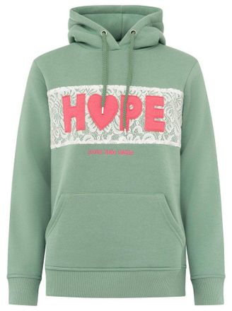 Zwillingsherz Hoodie HOPE Spitze Kapuze mit Kordel, Motiv mit Spitze, elastische B&uuml;ndchen