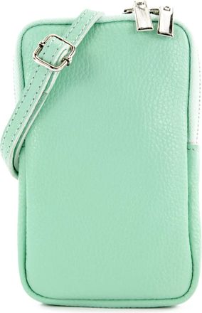 modamoda.de T197 Damen Leder Handytasche 6,7 Zoll Umh&auml;ngetasche handmade in Italy, Farbe:Mint