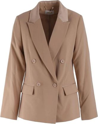 Fracomina Femme, Vestes, Brun, Taille: 38 FR Blazer crois&eacute; &agrave; revers en satin