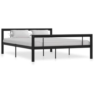 vidaXL Bettgestell Schwarz und Wei&szlig; Metall 120x200 cm Vidaxl