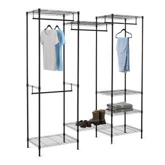 Amazon Basics Hänge-Aufbewahrungsregal aus Metall mit Ablagefächern, Schwarz, 178 x 46 x 193 cm