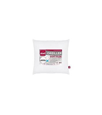 Abeil Premium Oreiller Aerelle Soft Flex Percale de Coton, 60 x 60 cm, gonflant, Blanc, fabriqu&eacute; en France