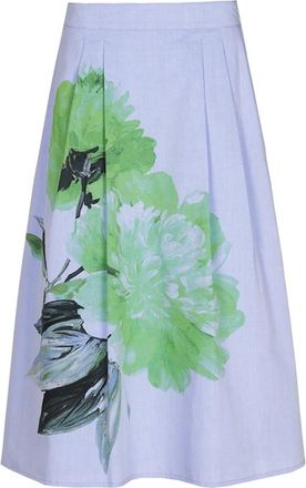 Marie M&eacute;ro Femme, Jupes, Bleu, Taille: 40 FR Floral A-line Midi Skirt