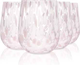 S&auml;nger Trinkgl&auml;ser Set Curacao 4-teiliges Gl&auml;ser Set f&uuml;r 4 Personen aus Glas, Wasserglas, Wei&szlig; Rosa, elegantes Design, Alltag, Familienessen, B&uuml;ro, Outdoor S