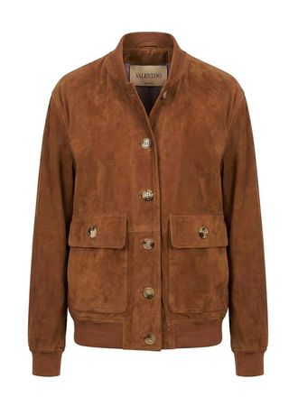 Valentino Garavani Blouson En Cuir - Marron Clair